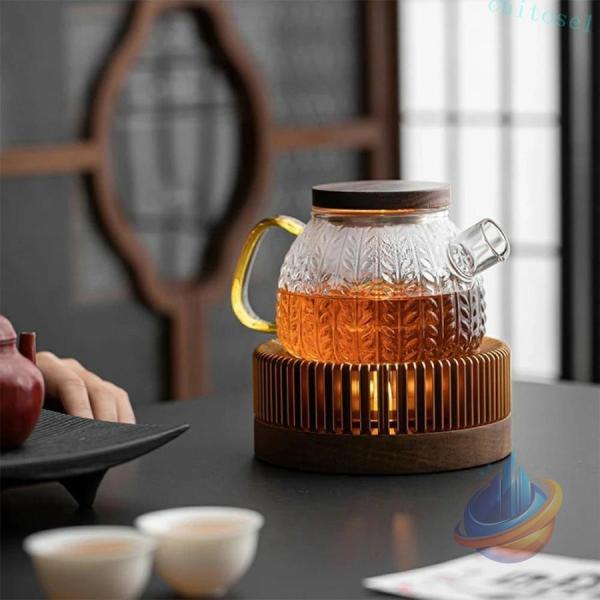 麦の穂 ムギノホ 600ml 耐熱ガラス ティーポット 急須 ガラス ウールナット 木の蓋 Mサイズティーウォーマー キャンドルスタンド 保温 ウォーマー ポットウォーマー 紅茶ポット ガラスポット 直火対応 ティーウェア 母の日 プレゼン...