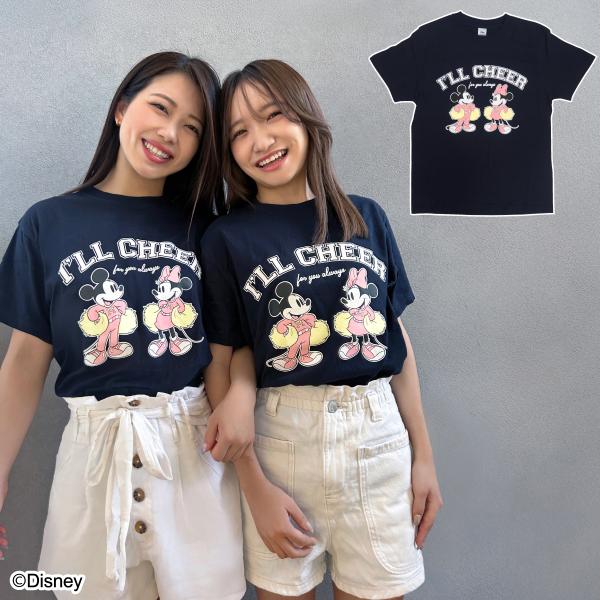 素材：綿100％サイズ：130 / 150 / S / M / L単位：1枚ミッキー＆ミニーデザインのTシャツが登場☆チアリーダースタイルのミッキー＆ミニーが応援のメッセージと一緒にプリントされています。レトロな雰囲気のユニフォームや、パス...