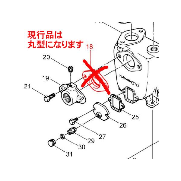 【自吸渦巻ポンプGSO3-405-C0.4S用　純正部品】　　品番【30400132】　現行品は丸型の弁体付きパッキンとなります。ご注意ください。不明な点は注文前にご確認ください。メーカー直送のため返品不可