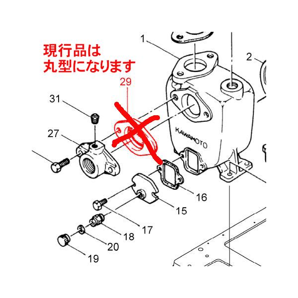 【自吸渦巻ポンプGSO2-405-CE0.75用　純正部品】　　品番【31602310】現行品は丸型の弁体付きパッキンとなります。　不明な点は注文前にご確認ください。メーカー直送のため返品不可