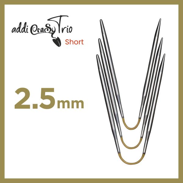 アディ　クレージートリオ ショート（addi CraSy Trio ）21cm【材質】針（真ちゅう+ニッケルフリーメッキ）、コード（ナイロン）【サイズ】全長21cm×3本輪針で編む時のように、コードを引っ張ったり、針先に目を移動させたりなど...