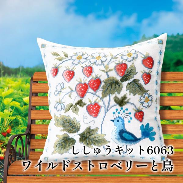 ※カラー選択無【メーカー】オリムパス製絲【商品名】オ)刺しゅうキット6063 ワイルドストロベリーと鳥【デザイン者】オノエ・メグミ【使用用具】縫い糸 縫い針 (額に仕立てる場合：はさみ、テープ)【出来上がりサイズ】約縦40cm×横40cm【...