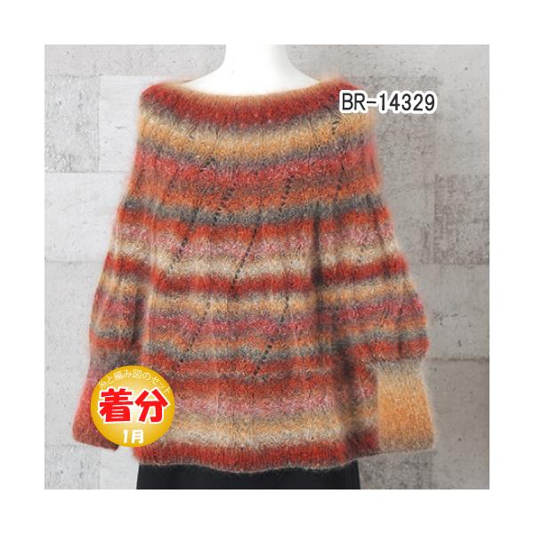 セット内容明細R)エクセレントモヘアカウント10グラデ 140  -13玉(定価（本体価格）960円)セット価格（本体価格）　￥12480作品No / 編み図No226-BR-14329サイズ：胸囲116cm　後丈56cmゲージ：19目31...