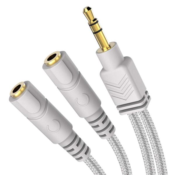 【商品名】　DuKabel イヤホン分岐ケーブル 3.5mm オーディオケーブル 3極ミニプラグ 分岐コード イヤホン ヘッドホン分配器 音声出力 マイ 【商品説明】　・【ロマンチックな分配ケーブル】 【サイズ】　高さ : 0.50 cm　...