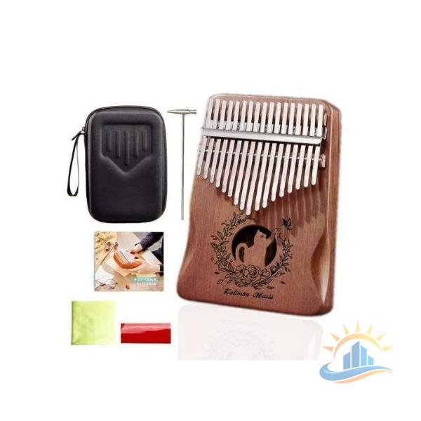 期間限定200円クーポン カリンバ 17キー 猫柄 可愛い 親指ピアノ カリンバ 17音 C調 Kalimba チューニング済み 高級保護ケース付き 楽器 カリンバ 初心者セット