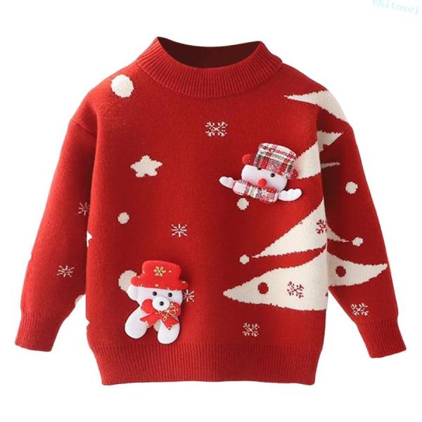 ベビー セーター 80 秋冬 クリスマス 衣装 キッズ 男の子 女の子 かわいい 丸い襟 セーター 熊の柄 ニット トップス 長袖 暖かい 韓国 プルオーバー 防寒 おしゃれ カジュアル 子供服 クリスマスプレゼント 通園 通学