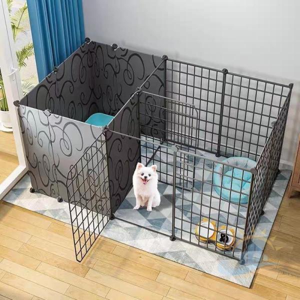 犬のためのプレイペン DIY.ペットプレイペン、屋内/屋外用メタルペットフェンス折りたたみペット犬猫子犬プレイペン、黒。小動物の安全性を保護する：ドアを持つデザインは、小動物に入ってフェンスを出入りするのに便利です。小動物の活動状態は、グリ...
