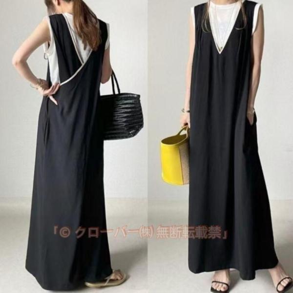 マタニティ 服 ワンピース 仕事 春 vネック 事務服 ジャンパースカート オフィス ロング オシャレ 黒 妊婦服 可/