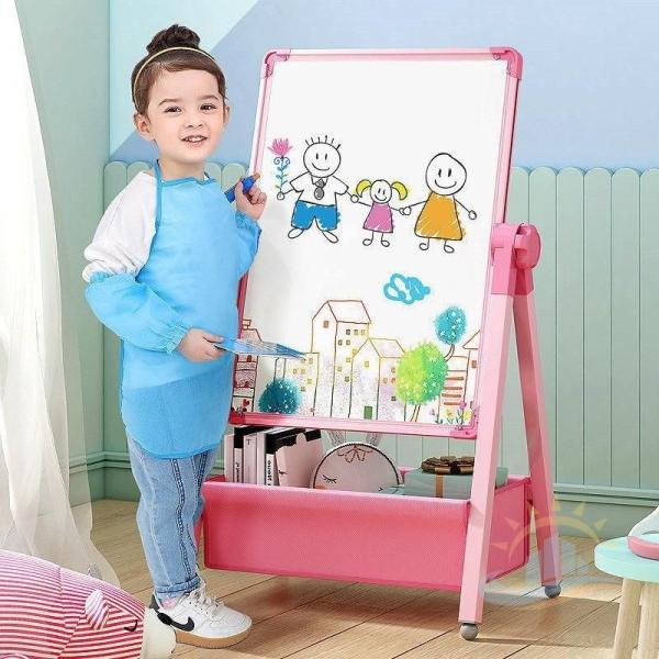 【両面 マグネット ボード 多機能性】お絵かきボードが両面使えることができます。一面は黒板で、もう一面はホワイトボードで、2人の子供に同時に学習機会を提供できます。 子供のためのすべての安全設計は、両親のための信頼できる選択です。（ホワイト...