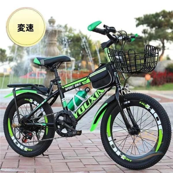 子供用自転車調節可能なシート 18/20/22/24 インチ 男の子女の子 キッズバイクスポーツ カゴ付き 付きキック スタンド ハンド ブレーキ バスケット フェンダー
