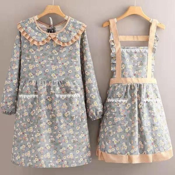商品詳細:カラー:/A01/A02/B01/B02サイズ:/F【商品説明】◎ママや保育士さんにぴったりの可愛らしいデザインのエプロン/かっぽう着?◎簡単着用:かっぽうぎのように腕を通して後ろの紐を結ぶだけ！袖口部分はゴム仕様！◎ポケット付き...