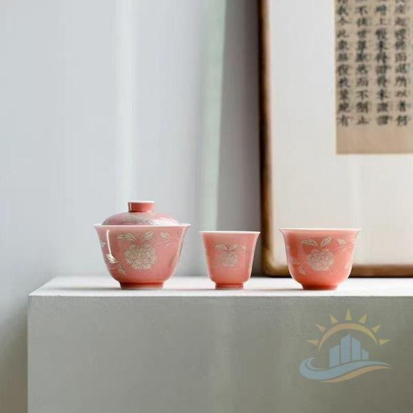 限定 中国茶器 伝統蓋碗 磁器 「牡丹」茶葉 ウーロン茶 お茶 ギフト 台湾茶器