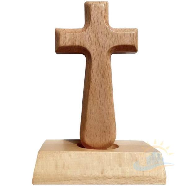 【仕様】：木材で作された十字架、コーナーは磨くプロセス、サイズ約7*2.5*12.5cm(H)。【プレゼント】：十字架はクリスチャンの友達への贈り物が相応しいです。【お祈り用】：クリスチャンは十字架を仰ぎ見ながら、深く祈り、味わえます。【装...