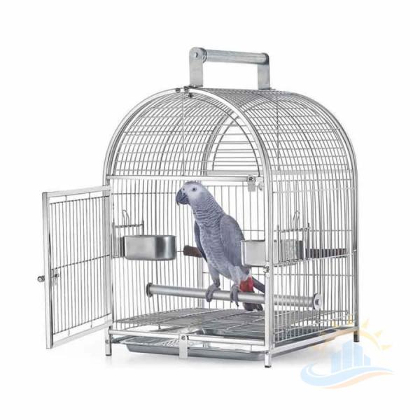 オウム ステンレス鋼 鳥用キャリーかご 中型のオウムに適しています トレイ、フードカップ2個、スタンディングスティック2本付き カバー付き