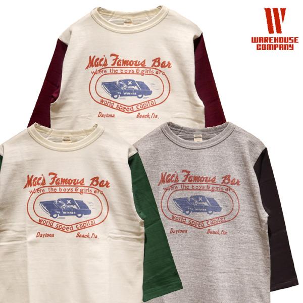 ＜このシリーズでは希少な両面プリント＞ウエアハウスのLot.4800 7分袖ベースボールTシャツ。素朴さと柔らかさを再現したヴィンテージさながらの風合いが特長のシャドウボーダーボディーにムラ感のある染込みプリントを落とし込んだ、ウエアハウス...
