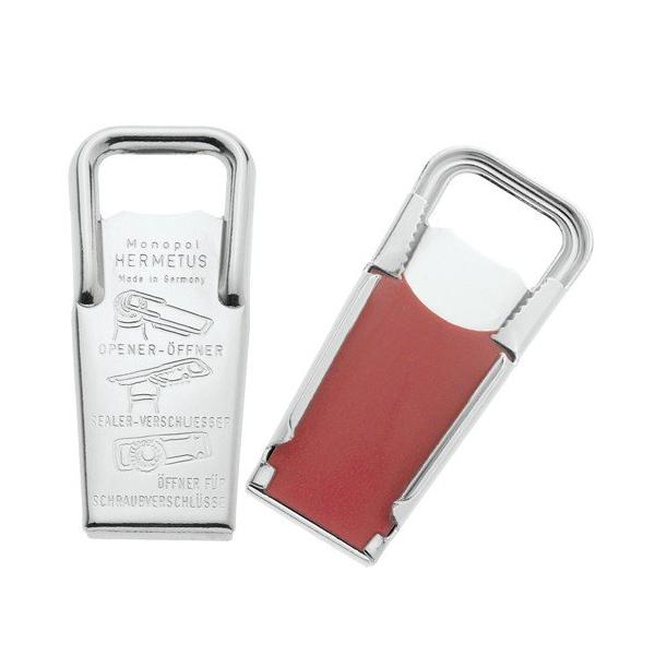 通常の栓抜きとして、そして栓を抜いた後のボトルシーラーとしても使えますので、炭酸飲料などにとても便利です。サイズ　８.５ｘ３.５ｃｍ素材　クロムメッキ鋼/ラバー原産国　ドイツ