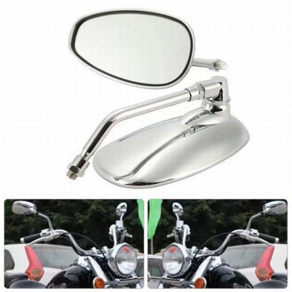 サイズ：掲載写真をご参照ください。10mm オーバル型 汎用 メッキミラーです。大きめなミラーなので視界を広く保てます。内側に折りたたんでミラーをセットすることで車幅も小さくすることも可能です。汎用タイプなので一般的な10mm正ネジの車種に...