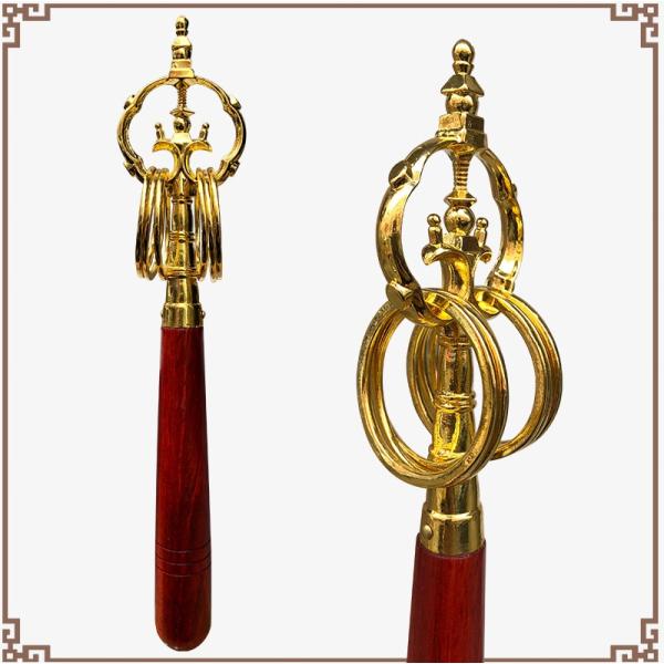 ・サイズ：26CN・材質：合金、無垢材・僧侶や修験者が身に降りかかる危険や煩悩を振り払い、己の身を守るために使われる法具です。身近にあるだけで、厄除け・災難除けになるといわれます。・最高級の材質の錫杖で、通常のものより良い音が鳴ります。