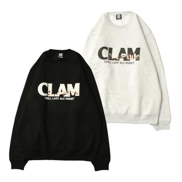 「CLAM」ロゴにLIFESTYLEスクリプトロゴとセクシーな女性を落とし込んだデザインがプリントされたお洒落な裏起毛のふんわり暖かボディーを使用したクルーネックスウェットトレーナー。■カラー ASH/アッシュBLACK/ブラック