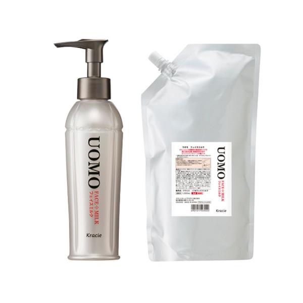 クラシエ ウオモ　フェイスミルク　1000ml 業務用詰替えJAN:4901417503022天然植物由来美容成分配合の男性化粧品シリーズ。シシリアングリーンの香り、嫌なにおいを抑えるインターロッキング香料配合お得な詰め替え用商品です。専用...