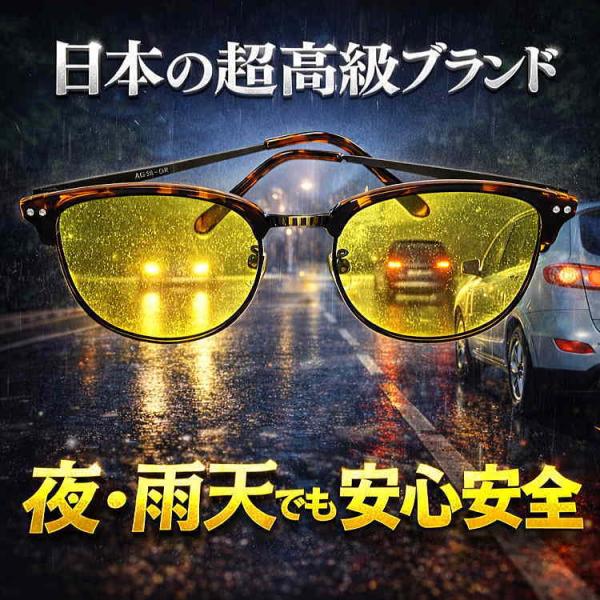 昼も夜も運転の視界を楽にするAGAIN昼夜兼用ドライビングサングラス強い西日夕方の逆光夜のヘッドライト雨の日の路面反射運転中に感じるあのまぶしさをやわらげ目にやさしい視界へ導きます新採用レンズは日本 福井の上場企業グループ光学部門が手がける...