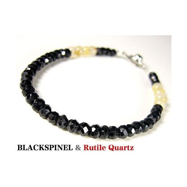 パワーストーンブレスレット黒いダイヤモンドと呼ばれる天然石■天然石　ブラックスピネル×ルチルクォーツ■玉の大きさ　約3〜4mm（±1mm）■腕廻りサイズ約14cm-16cm/16-18cm（±1cm）■糸の種類ワイヤー■サイズ直し承っており...
