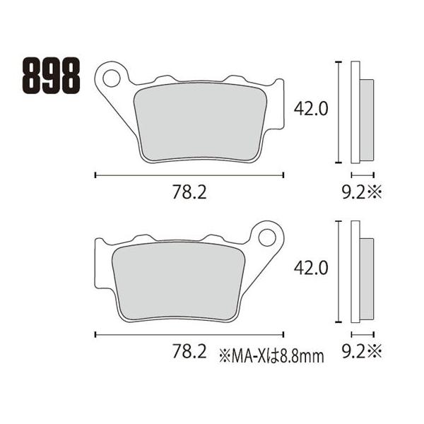 メーカー品番：898MAXJANコード：4935531315988■ハイミューアロイ粒子を均一にブレンド■高精度で成型・焼結（シンタード）された摩擦材が、強力ながら扱いやすい制動力を実現■全天候での安定した性能■ノーマルシンタード材と比べ、...