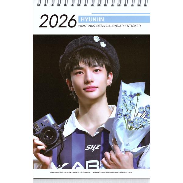 ヒョンジン STRAY KIDS ストレイキッズ スキズ グッズ 卓上 カレンダー (写真集 カレンダー) 2026~2027年 (2年分) ステッカーシール [12点セット] K-POPSTRAY KIDS スキズ 最新 画像 グッズ ト...