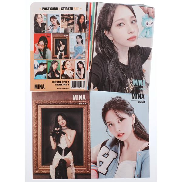 TWICE トゥワイス MINA ミナ グッズ ポストカード セット ( ポストカード 12枚 + ステッカー 3枚 ) 15点セットTWICE MINA ミナ 最新 画像 グッズ クッション マグカップ カレンダー 写真集 ポスター 福袋...