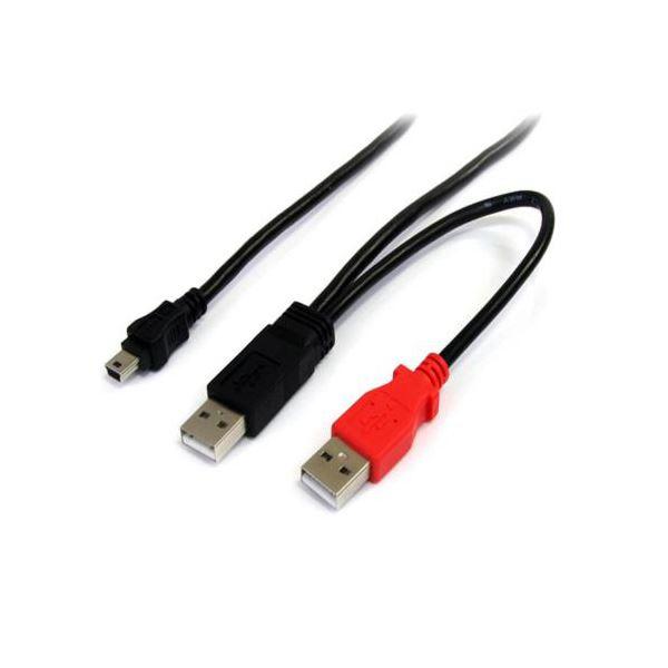 【商品名】 （まとめ） StarTech.com USB Y字給電ケーブル 1.8m USB A-mini B（Y型分岐パワーケーブル） ブラックUSB2HABMY6 1本 【×2セット】