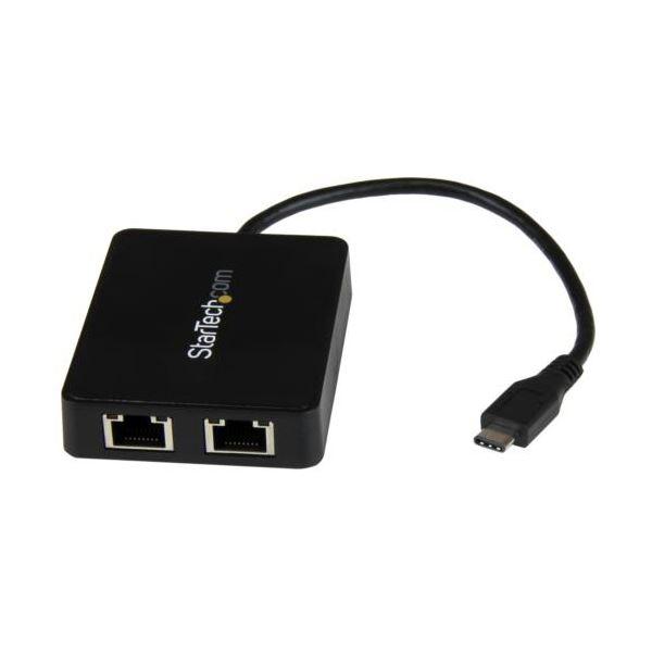 【商品名】 StarTech.com USB-C接続2ポートギガビット有線LAN変換アダプタ ブラック US1GC301AU2R 1個