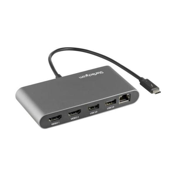 【商品名】 StarTech.com Thunderblot3 ハブ ブラック＆シルバー TB3DKM2HDL 1個