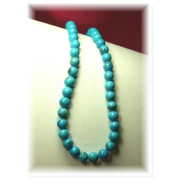 ハウライトのターコイズブルー直径約6ｍｍ　全長約40ｃｍ価格は1本の値段です。◎この商品はメール便送料無料商品です。