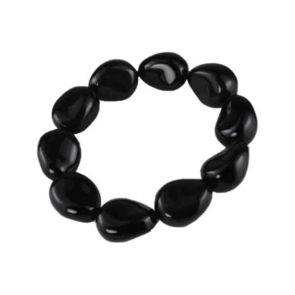 ◆重さ：48g◆大きさ：平均16x19x11mm◆サイズ：内径17cm※現品撮影です。写真の商品をお届けします。◎この商品はメール便送料無料商品です。オブシディアンは、火山活動によって生まれる天然のガラス質の石で、漆黒の美しさが魅力です。古...