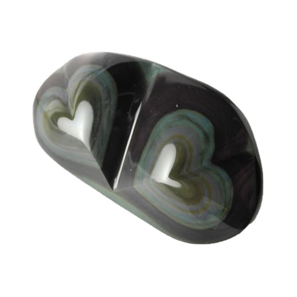 ◆大きさ：96ｘ51ｘ22mm◆重さ：156g◇産地：Tequila,Jalisco,MEXICO メキシコブルー〜グリーンの2つのハートレインボーが美しく浮かび上がりますオブシディアンは、火山活動によって生まれる天然のガラス質の石で、漆黒...