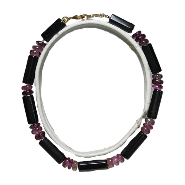 ◆サイズ：内径19cm◆重さ：10g◆石の大きさ：六角柱：4.2〜4.7mm径  長さ：11.9〜14.6mmドーナツ：4.7〜5.5mm径  厚み：1.6〜2.9mm◇留金：K18使用※現品撮影です。写真の商品をお届けします。◎この商品は...