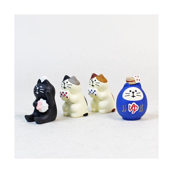 SIZE：お風呂黒猫：2.8×3×h4.4cm　　　ゴシゴシ猫 白黒：2.5×2.8×h4cm　　　ゴシゴシ猫 茶白：2.5×2.8×h4cm　　　銭湯猫だるま：各3×3×h4.3cm素材：ポリレジン製メール便：不可