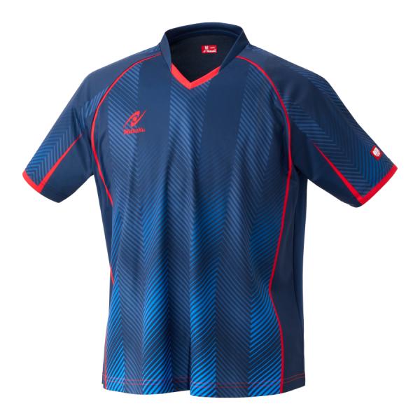 光で切り開く！機能性＋スタイリッシュなゲームシャツ。単色ベースに斜線と光を模したグラデーションでニュアンスをつけ、袖には差し色のアクセントを取り入れ、スタイリッシュに仕上げました。背面がビヨンドムーブ素材になっているため、大きな動きにも対応...