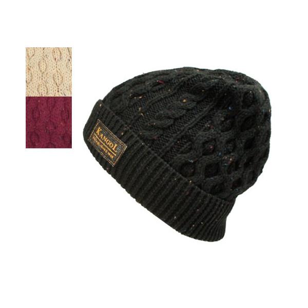 ◆カラーネップが散りばめられたニットキャップです。ニット素材が気持ちよく頭にフィットし、ケーブル編みがアクセントになっています。ヴィンテージデニムからインスピレーションされたKangolロゴパッチがポイントです。 カラー：Black　Nat...