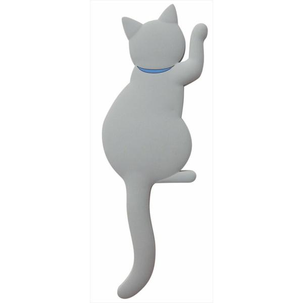 しっぽを曲げるとフックに変身！マグネットフックCattail グレー MH-CAT-03・裏面の磁石で玄関ドアや冷蔵庫にペタッと取り付けてしっぽを曲げるとフックになる！・あると便利！いるとカワイイネコのマグネットフック！商品詳細サイズ（cm...