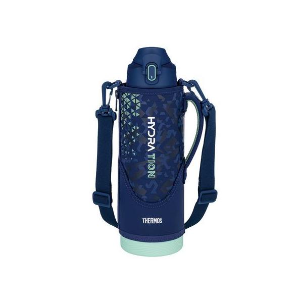 真空断熱スポーツボトル NVMT ネイビーミント 1.5L●魔法瓶構造で冷たさキープ！保冷専用のポーチ付マグボトルです。【 ワンタッチオープン 】キャップはワンタッチオープンで簡単に開け閉め出来ます。2色構造のロックリング付きで安心です。【...