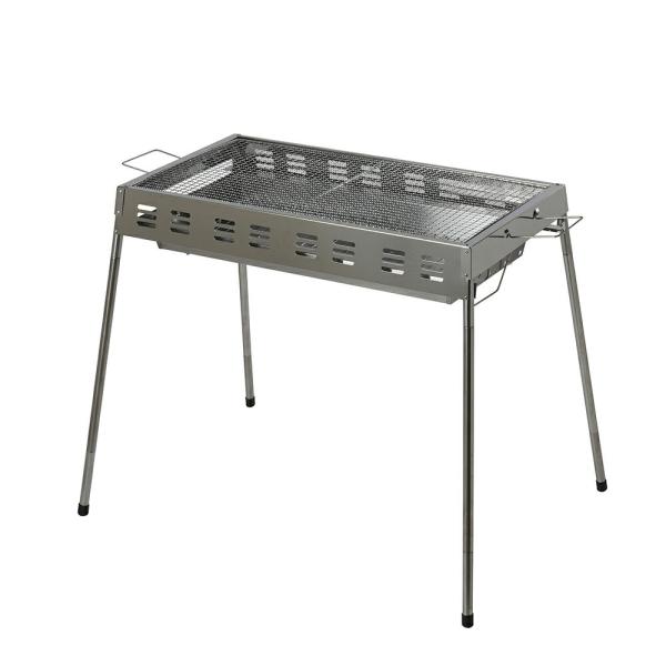 パークレーン ステンレススライド式バーベキューコンロＬ  網付き レジャー アウトドア ＢＢＱ キャンプ ＢＢＱコンロ 丈夫 高さ2段階調節ステンレス スライド式バーベキューコンロＬ●炭の出し入れがしやすいスライドタイプのバーベキューコンロ...