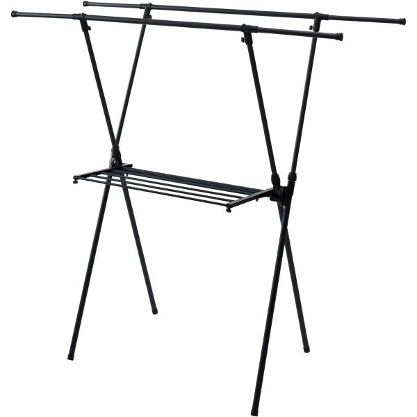 伸縮室内物干しX型PSBK-05●支柱の高さ・竿の幅が伸縮可能●バスタオル5枚がしっかり干せる●非常にコンパクトに折りたためるので、ちょっとしたすき間に収納出来るカラー ブラック最大外寸サイズ 幅91〜148×奥行60×高さ83〜132cm...