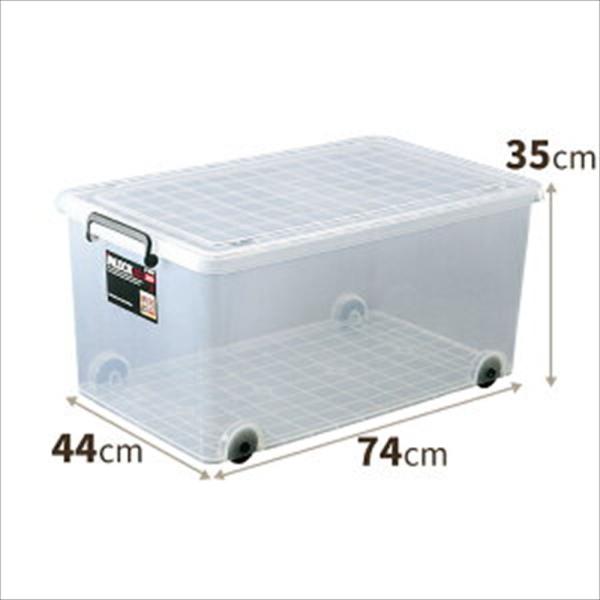 ●頑丈なフタ式収納●移動がラクなキャスター付きクリアボックス　商品詳細カラー クリアJANコード 4904746278982サイズ 幅44Ｘ奥74Ｘ高35cm原産国 日本材質 ポリプロピレン