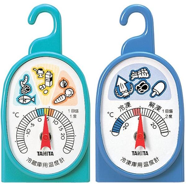 タニタ 冷凍・冷蔵庫用温度計 ５４９７ BL 2個組 ブルー エメラルドグリーン 冷蔵庫 冷凍庫 温度計 掛式 置式湯冷凍・冷蔵庫用温度計 ５４９７●冷蔵庫用、冷凍庫用の2個セット●使いやすい掛式・置式兼用。カラー ブルー（冷凍）、エメラル...