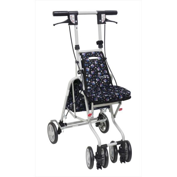 ●持ち運びに便利！コンパクトなシルバーカーサニーウォーカーAW-RBクラシックBK●持ち運びに便利なコンパクトサイズ。●ワンタッチでハンドル部から折りたためる楽々タイプ。●2WAYキャスター（左右60°＆固定）、手元ブレーキ、駐車ブレーキ、...