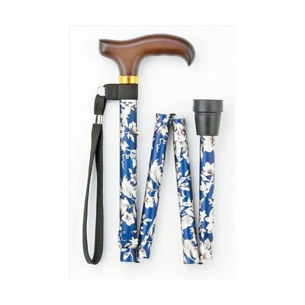 伸縮ステッキ　FS-80　BL ●花柄がおしゃれな歩行補助杖です。●5段階で長さ調節可能。身長に合わせて2.5cm間隔で伸縮できます。●持ち運びに便利な折りたたみタイプ●手離れ防止のストラップ付商品詳細カラー青花柄JANコード4968501...