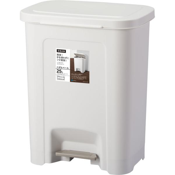 エバンペダルペール25Ｌ●ペダル式なので、手がふさがっていても開け閉め簡単●シンプルなデザインなので、インテリアに馴染みます。●ポリ袋止め付カラーホワイトJANコード4974908600494サイズ(約)幅37.1×奥行29.2×高さ46....