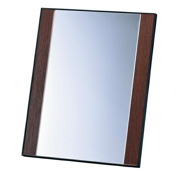 落ち着いた木目調の卓上ミラーサイズ D15×W181×H227mmカラー ブラウン材質 ＰＳ樹脂デコラ板ガラス鏡