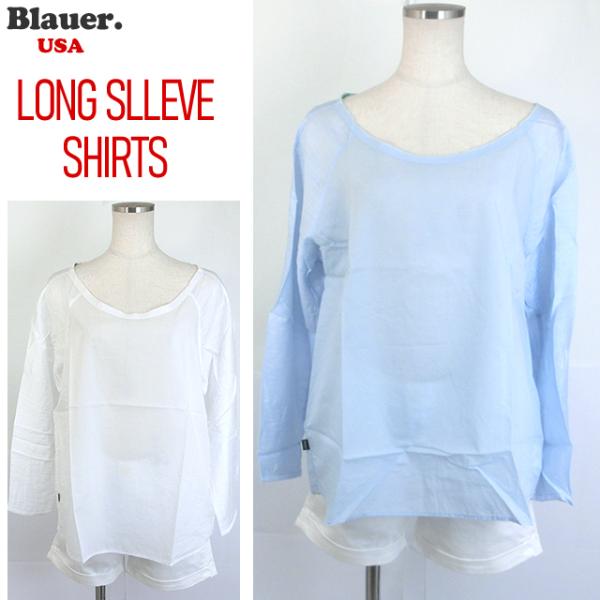 ★Blauer.USA レディース アウトレットセール春夏らしい薄手の生地のざっくりと着るシャツです。インナーにタンクトップなどで重ね着するとピッタリです。生地素材が身頃（コットン100%）と袖部（レーヨン混紡）で異なり、腕はサラッとした肌...